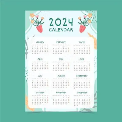 Free download 2024 Calendar with Floral Design CC0